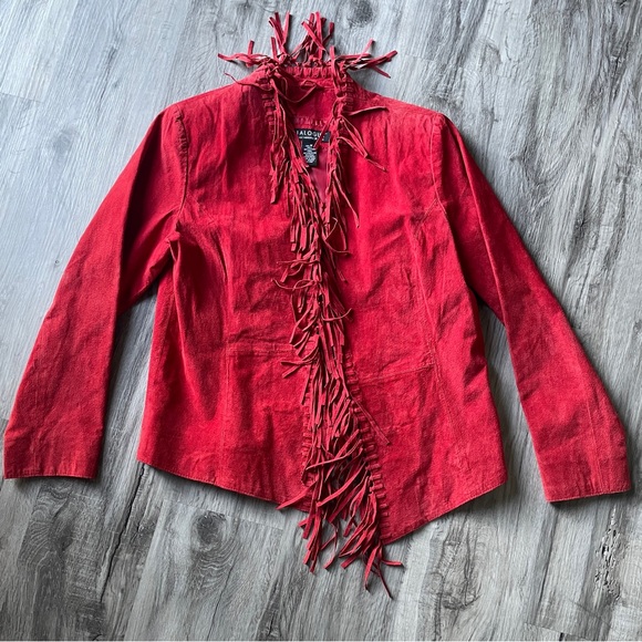 Dialogue | Jackets & Coats | Vintage Leather Red Fringe Jacket | Poshmark